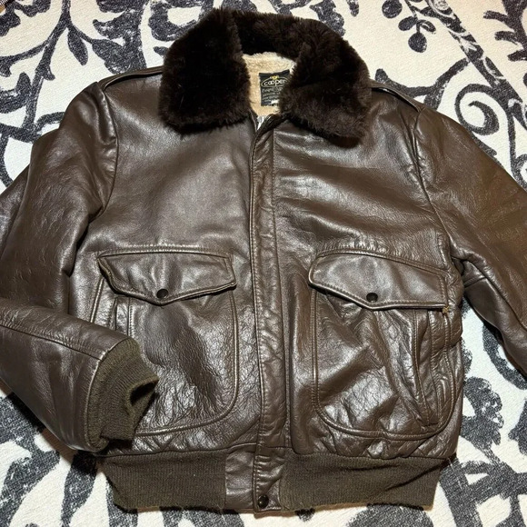 Cooper | Jackets & Coats | Vintage 7s Cooper G Leather Aviator Bomber ...